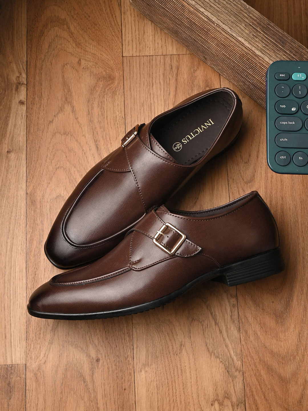 Buy INVICTUS Men Textured Round Toe Formal Monk Shoes - Formal Shoes ...