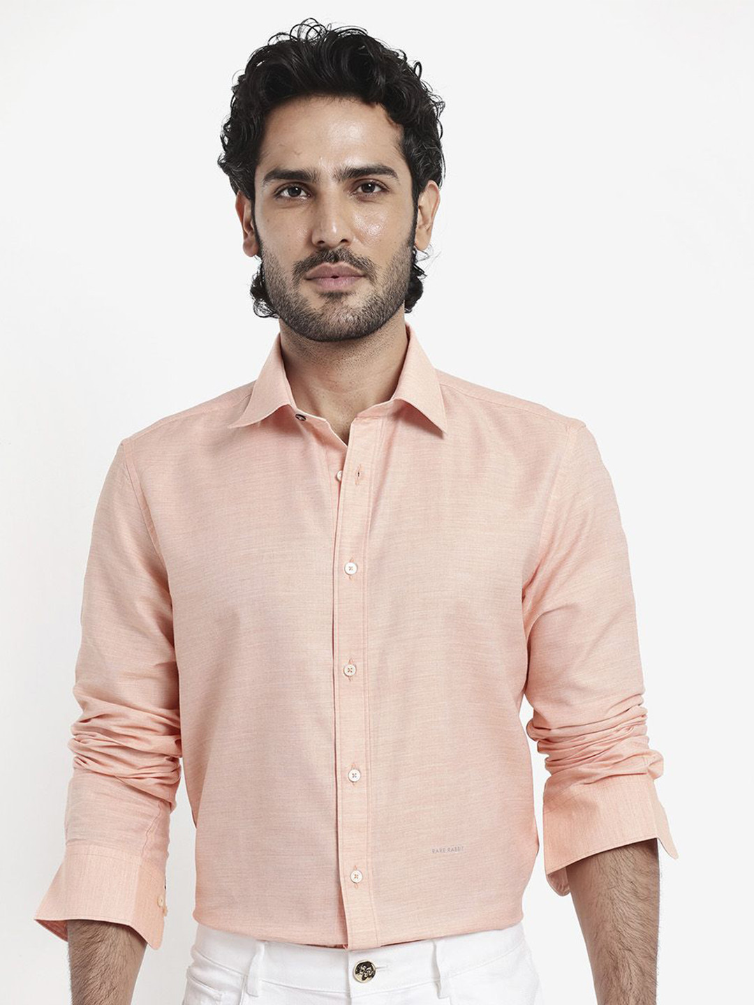 Buy RARE RABBIT Men Chapelle Regular Fit Spread Collar Slim Fit Shirt ...