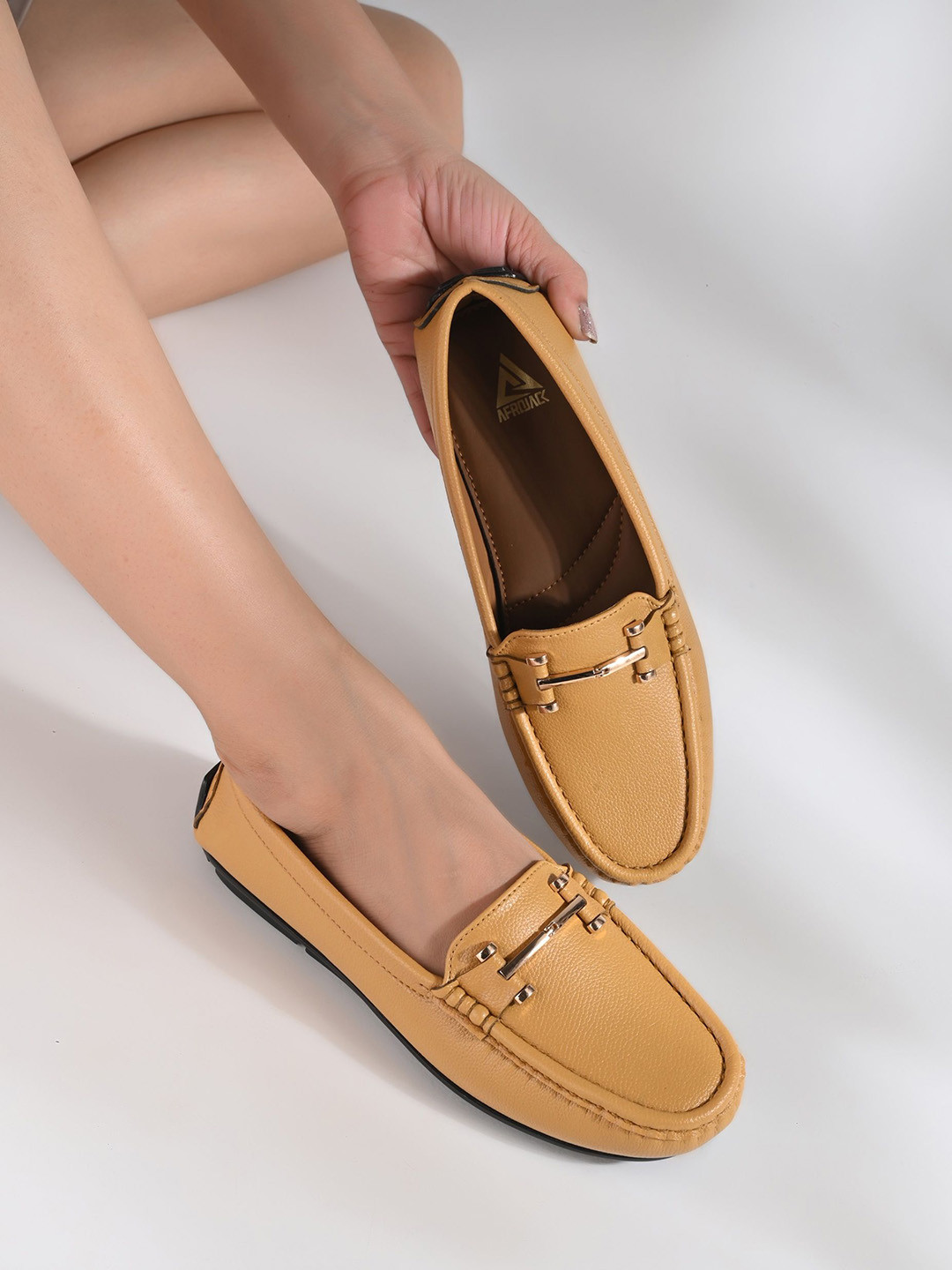 Buy AfroJack Women Textured Round Toe Comfort Insole Loafers - Casual ...