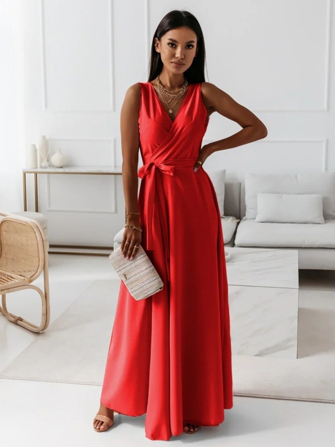 Buy StyleCast Red V Neck Sleeveless Maxi Dress - Dresses for Women ...