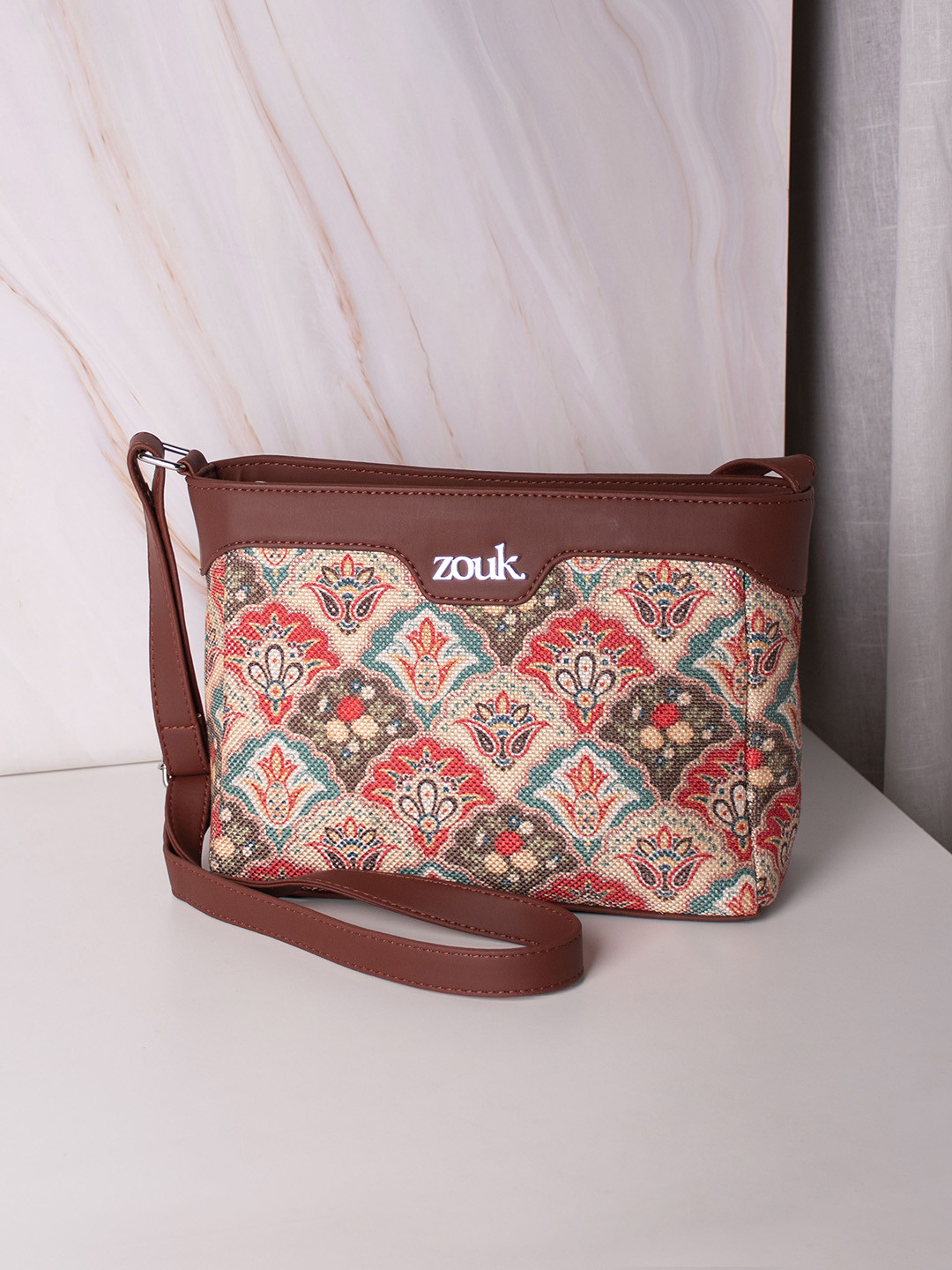 Buy ZOUK Floral Printed Structured Sling Bag - Handbags for Women ...