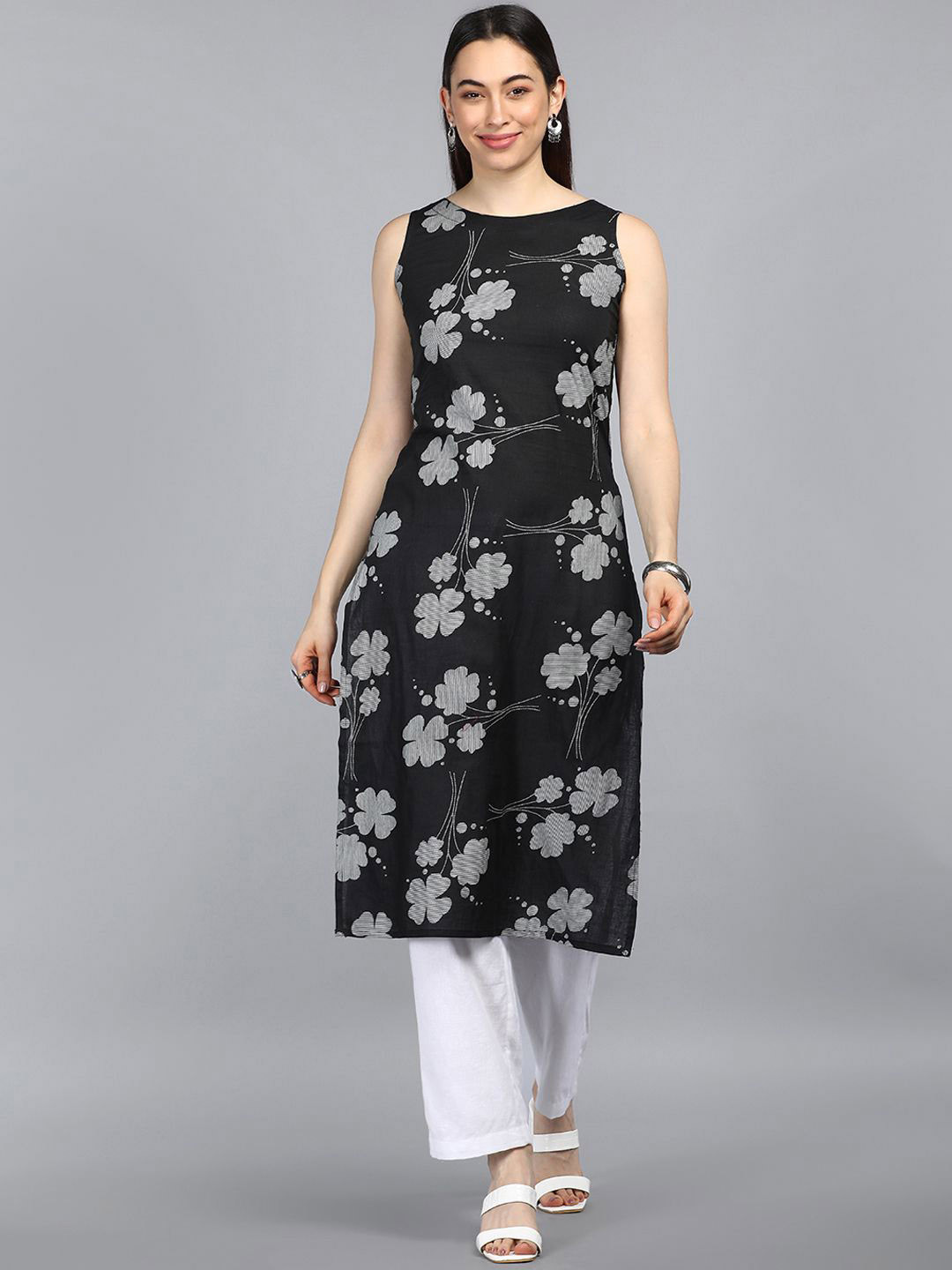 Buy KALINI Cotton Floral Printed Straight Kurta - Kurtas for Women ...