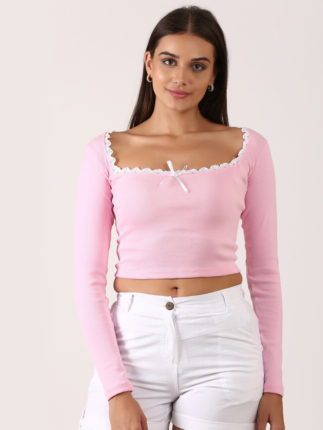 Buy SIGHTBOMB Cotton Square Neck Full Sleeves Crop Top - Tops for Women ...