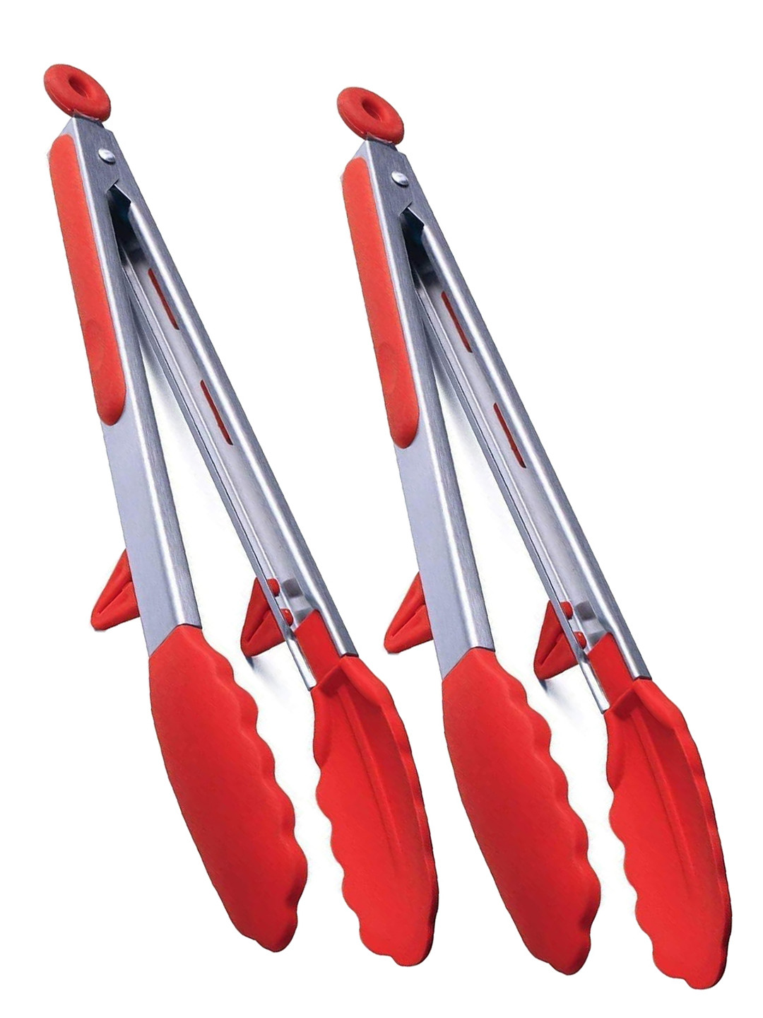 Buy P Plus International Red 2 Pieces Stainless Steel Kitchen Tongs ...