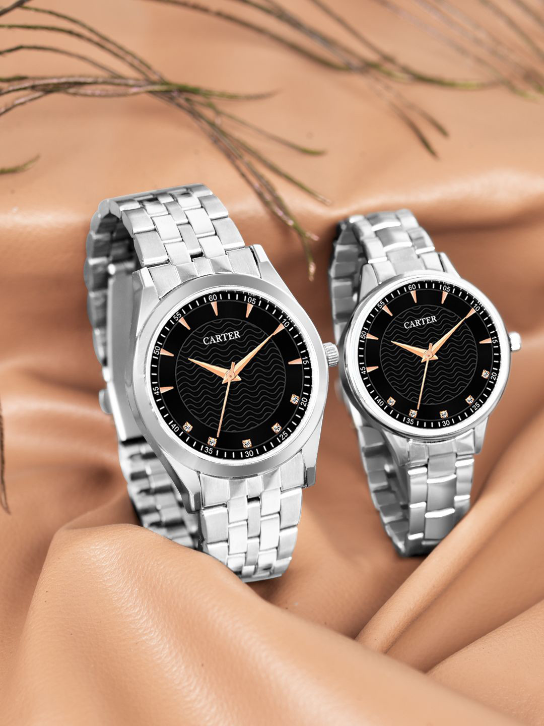 Buy Sandy D Carter Unisex Black Dial Stainless Steel Strap Analog His ...