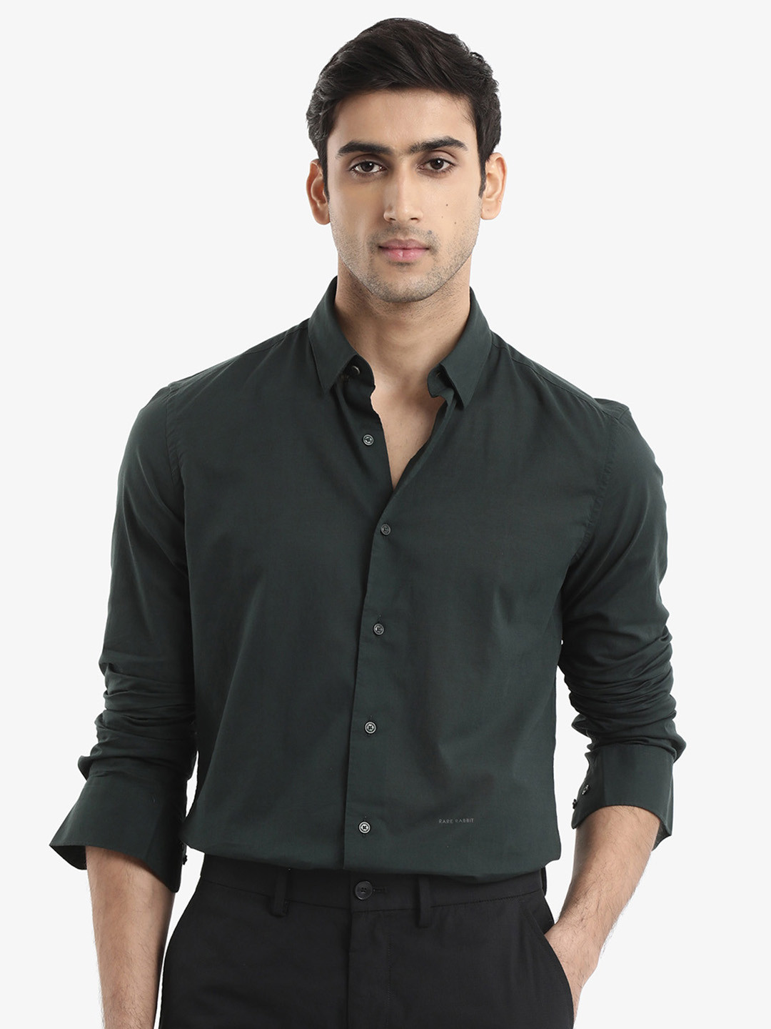 Buy RARE RABBIT Men Cambroc Spread Collar Regular Fit Shirt - Shirts ...