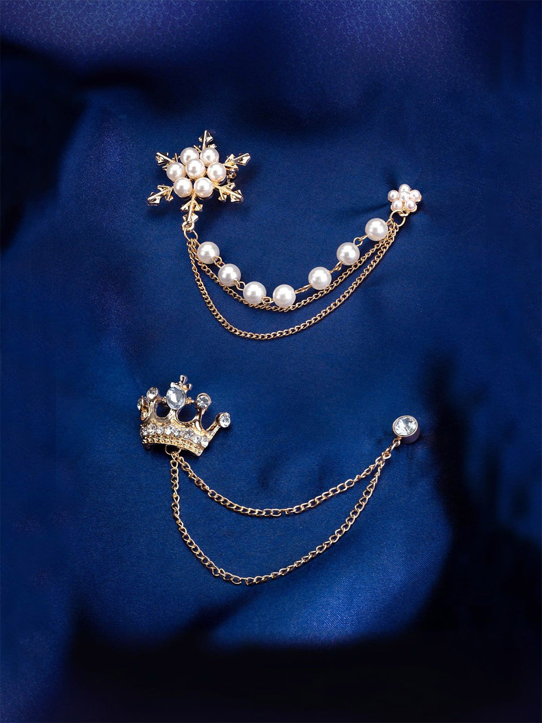 Buy Yellow Chimes Men Set Of 2 Gold Plated Stainless Steel Formal Lapel ...