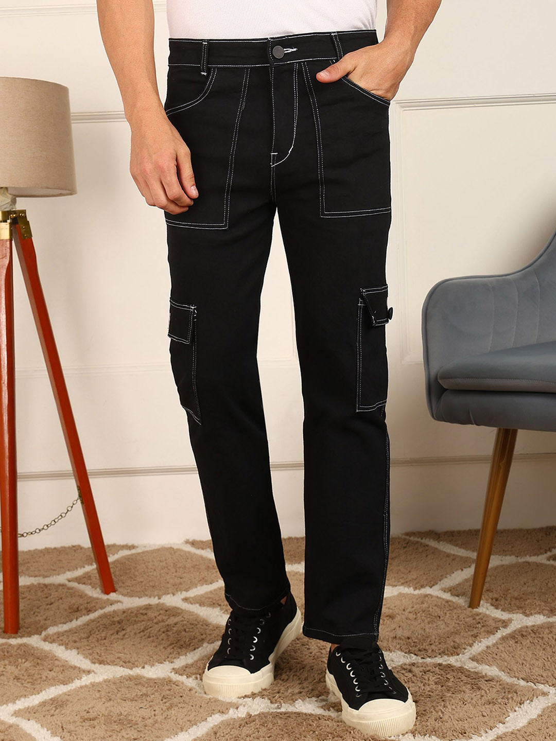 Buy FUBAR Men Regular Fit Low Rise Clean Look Cargo Styles Jeans ...