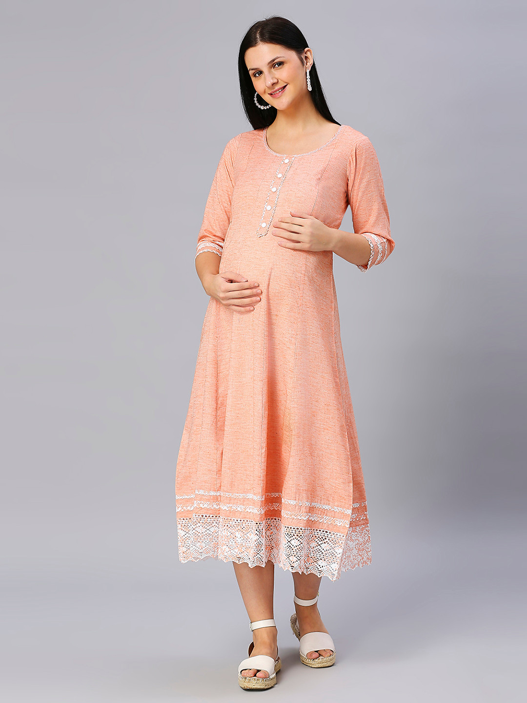 Buy DUMMY SHAPE Thread Work Maternity Cotton Anarkali Kurta - Kurtas ...