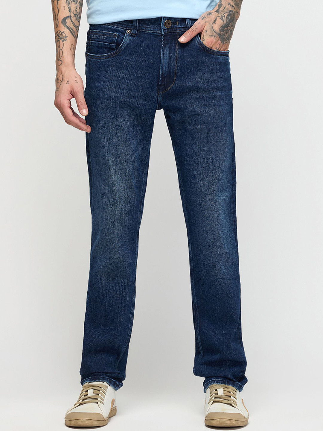 Buy DAGERRFLY Men Straight Fit Low Distress Light Fade Stretchable ...