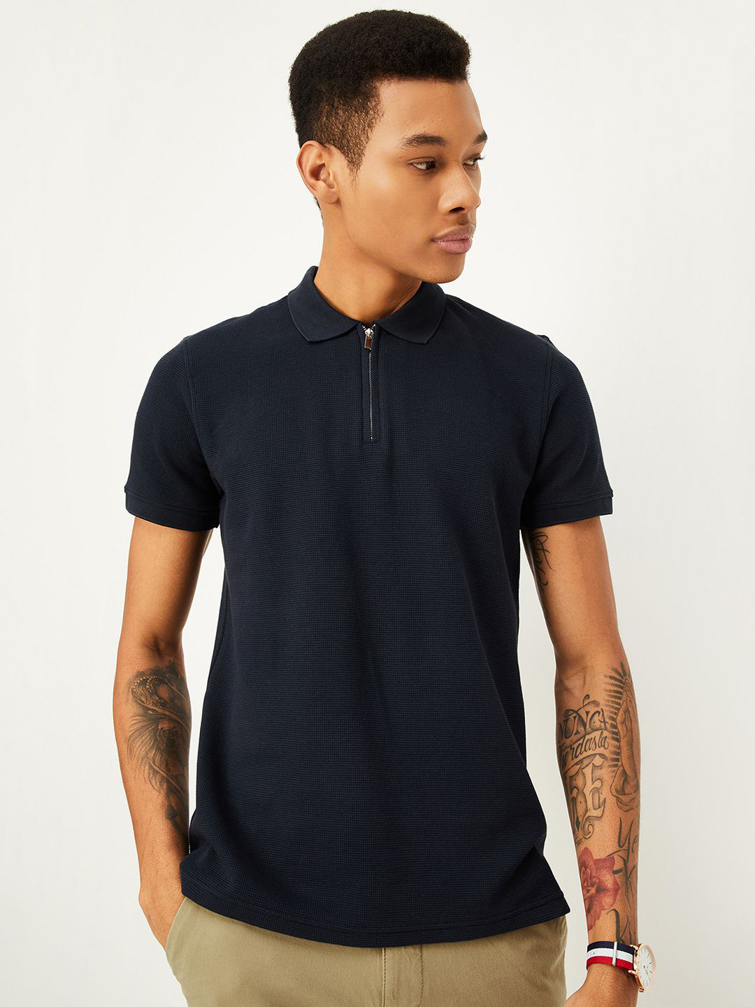 Buy Max Polo Collar Short Sleeves Regular Fit Cotton T Shirt - Tshirts for Men 29846221 | Myntra