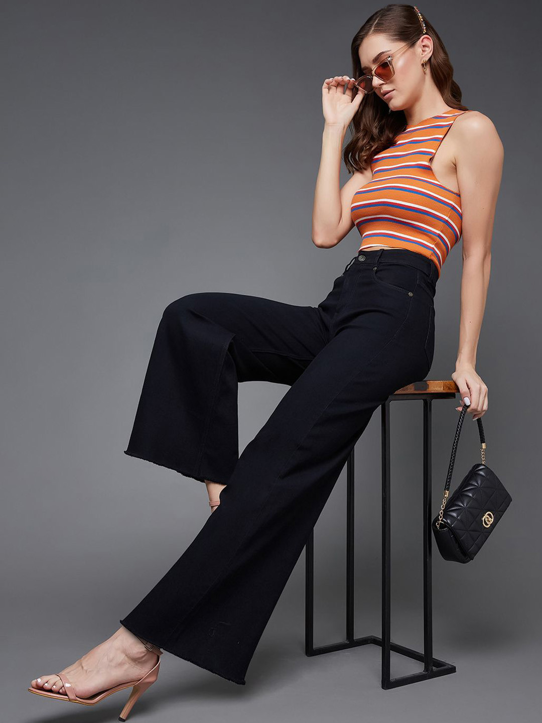 Buy Miss Chase Women High Rise Stretchable Wide Leg Denim Jeans - Jeans ...