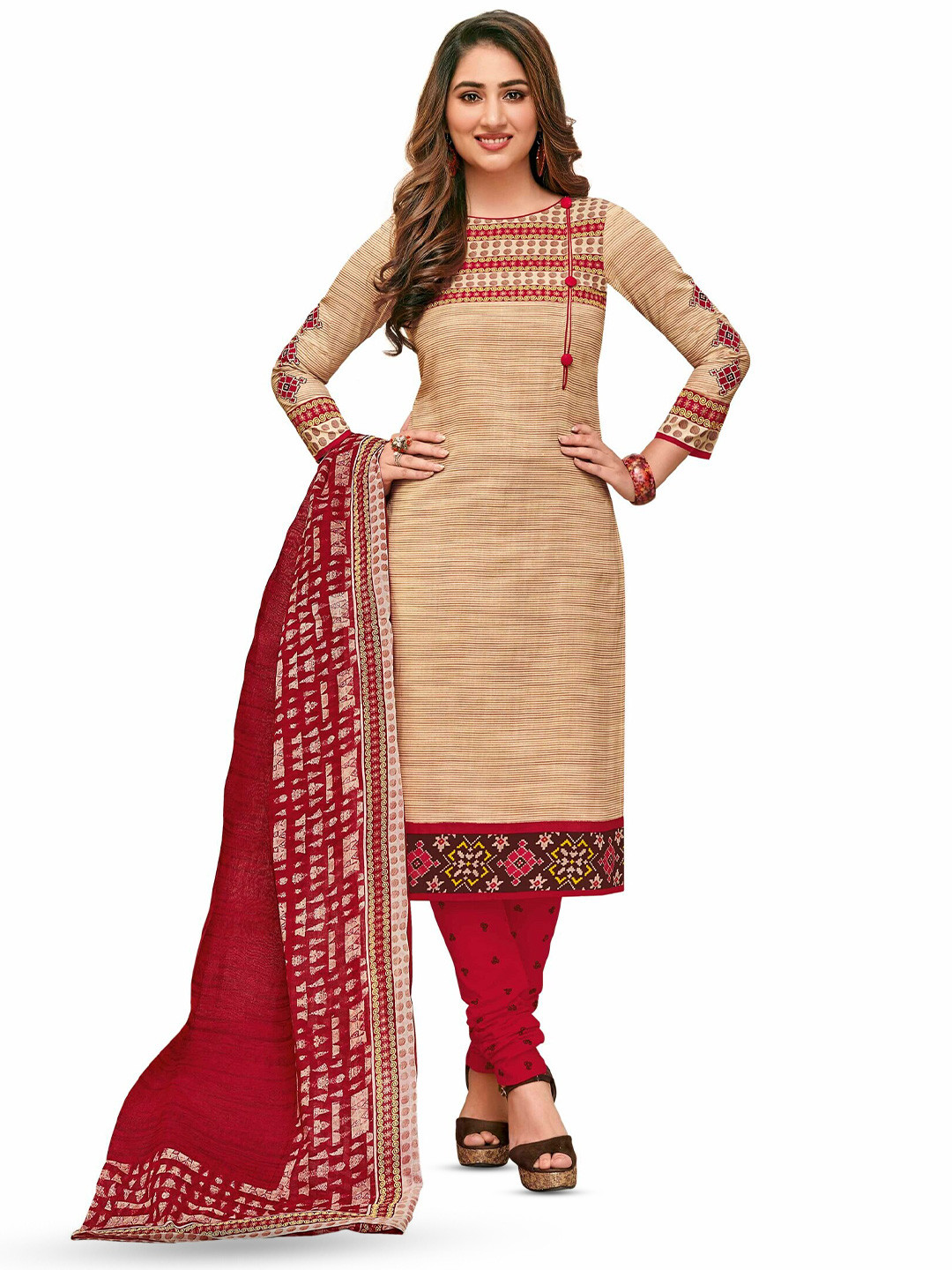 Buy MIRAAN Printed Pure Cotton Unstitched Dress Material - Dress ...