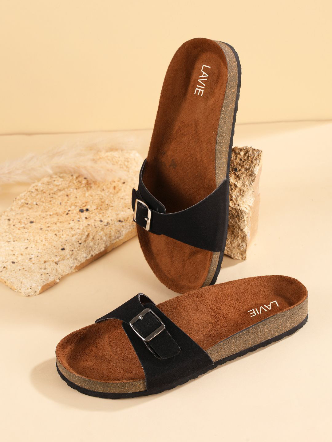 Buy Lavie Women Buckles Detail Open Toe Flats - Flats for Women ...