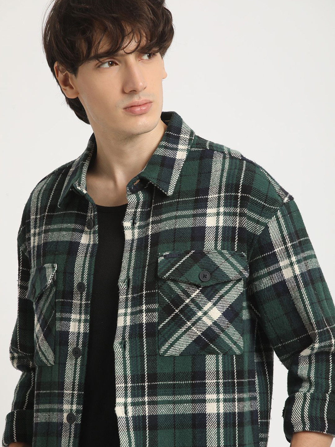 Buy THE BEAR HOUSE Tartan Checked Pure Cotton Relaxed Overshirt ...