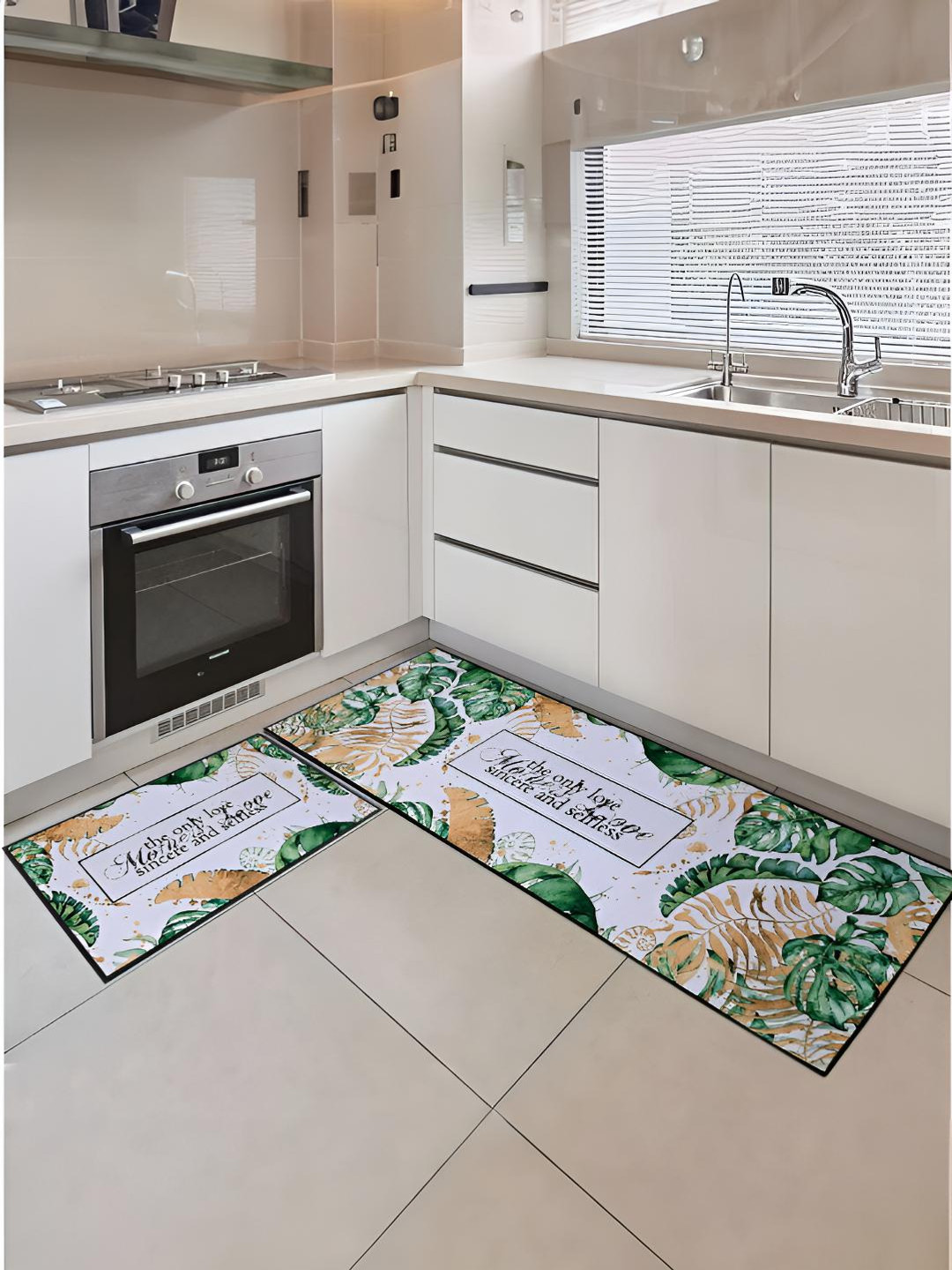 Buy Aura Grey & Green Printed Rectangular Floor Mats & Dhurries - Floor ...