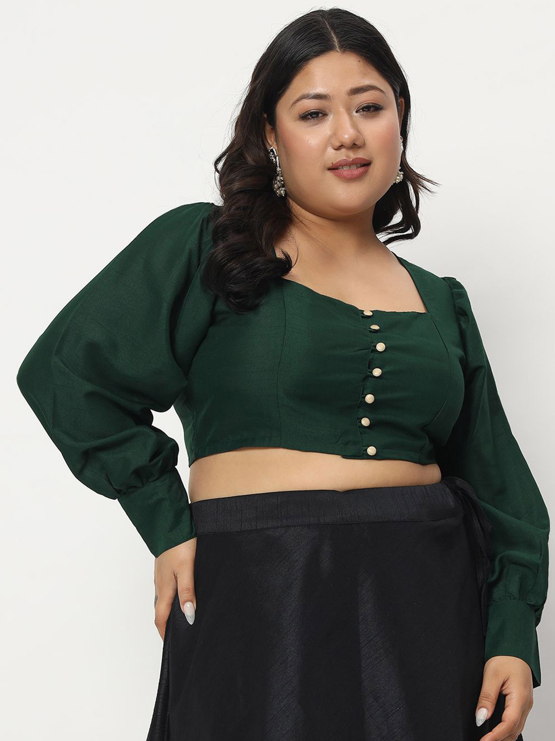 Buy Studio Rasa Solid Square Neck Sheen Crop Top - Tops for Women 29859351 | Myntra
