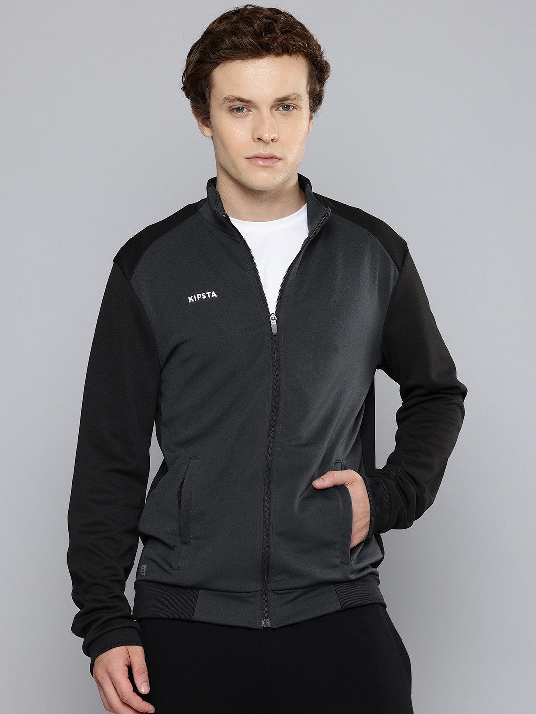 Buy Kipsta By Decathlon Men Black Essential Sport Tracksuit Jacket ...