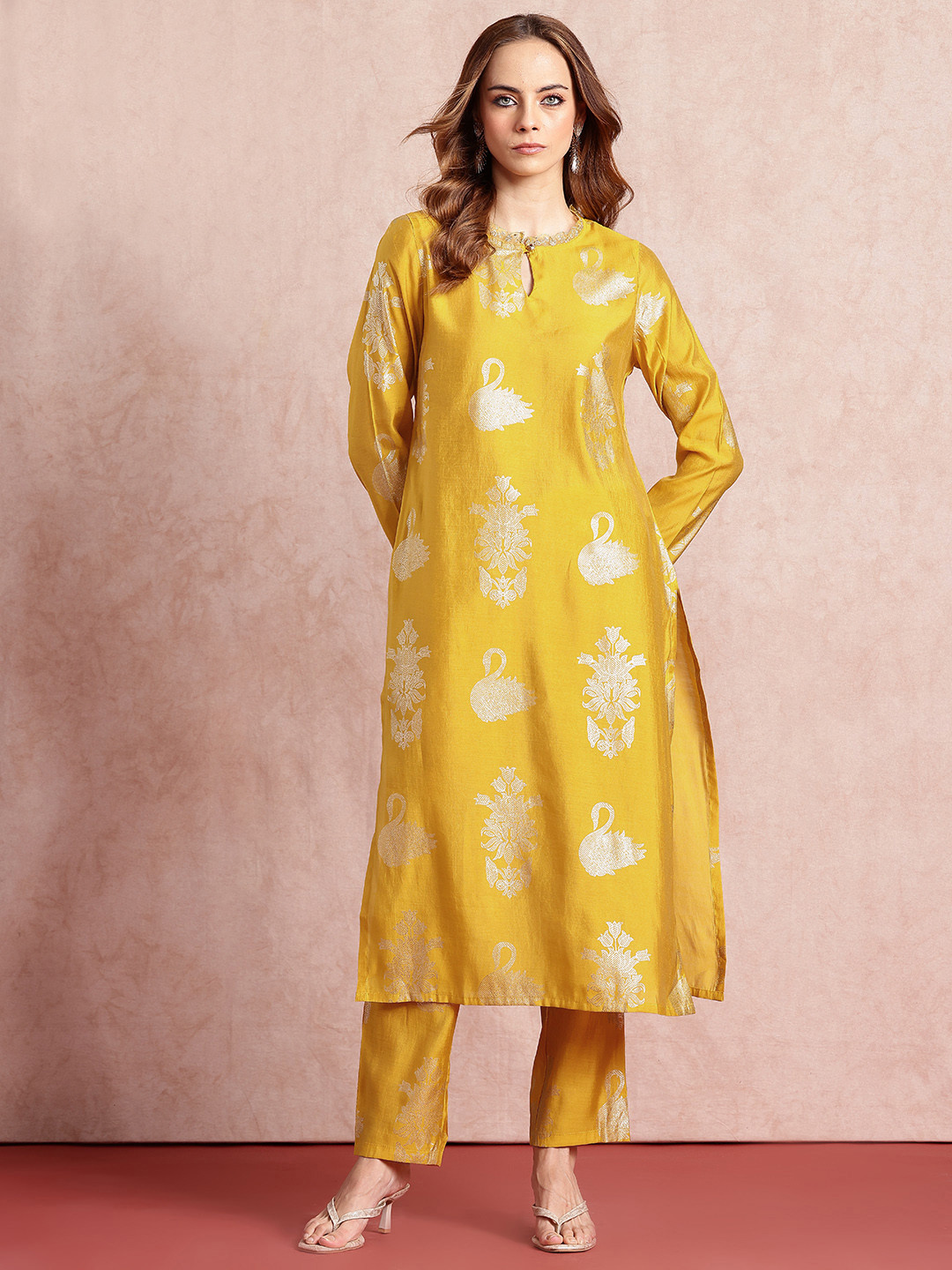 Buy All About You Ethnic Gotta Patti Indie Floral Print Kurta With Trousers - Kurta Sets for ...