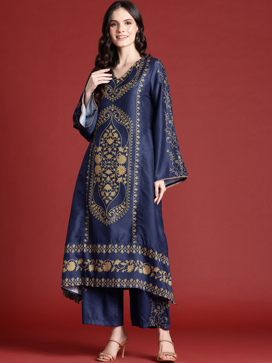Buy Anouk Ethnic Motifs Printed Regular Kurta With Palazzos - Kurta ...
