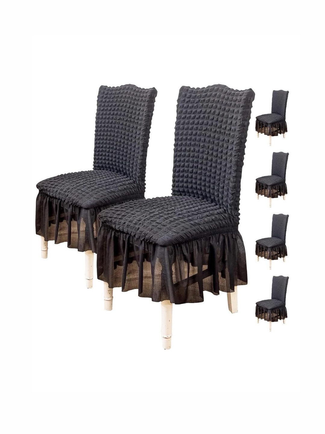 Buy HOUSE OF QUIRK Grey 6 Pieces Bubble Frill Stretchable Removable ...