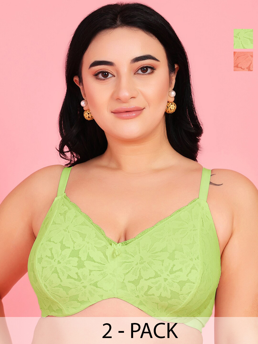 Buy Curvy Love Women Floral Print Full Coverage Underwired Soft Lace Bra - Bra for Women ...