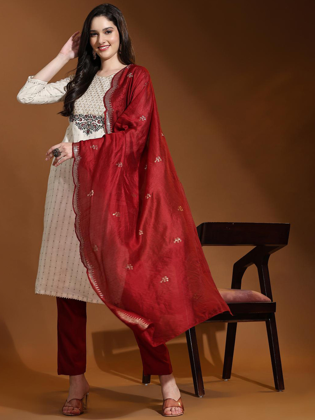 Buy Trendmalls Women Embroidered Regular Pure Cotton Kurti With ...