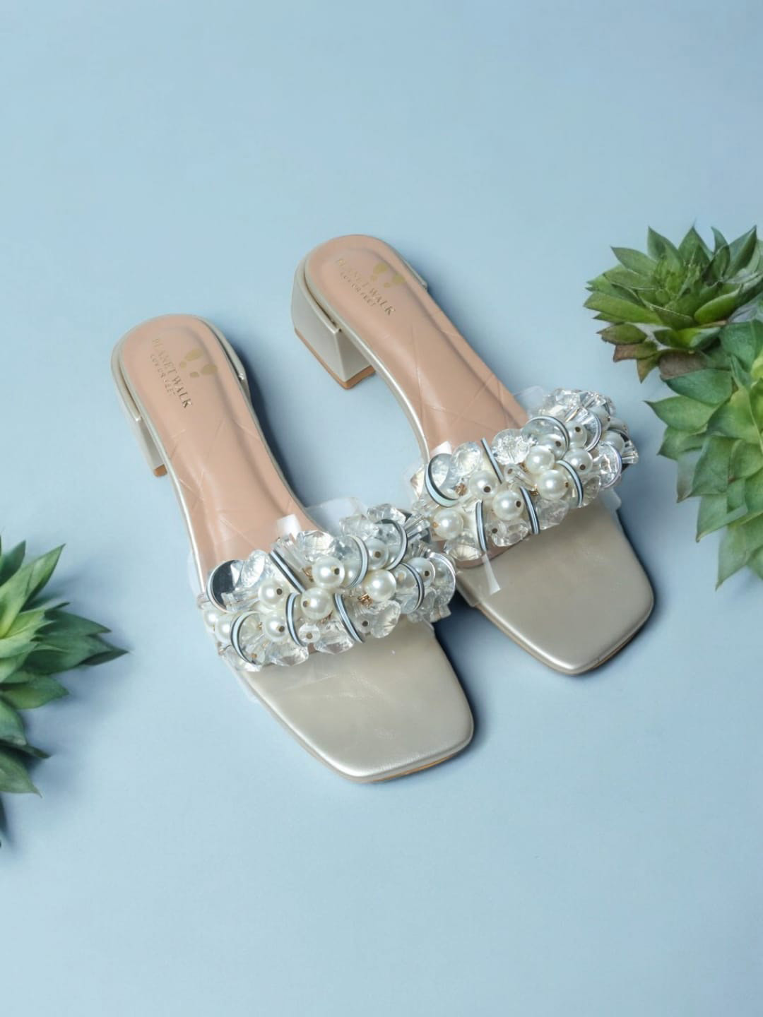 Buy PLANET WALK Women Embellished Party Block Sandals - Heels for Women ...