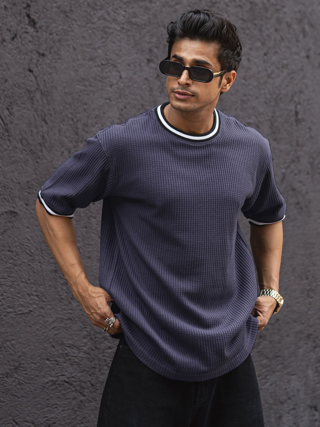 Buy Powerlook Men Self Design Oversized T Shirt - Tshirts for Men ...