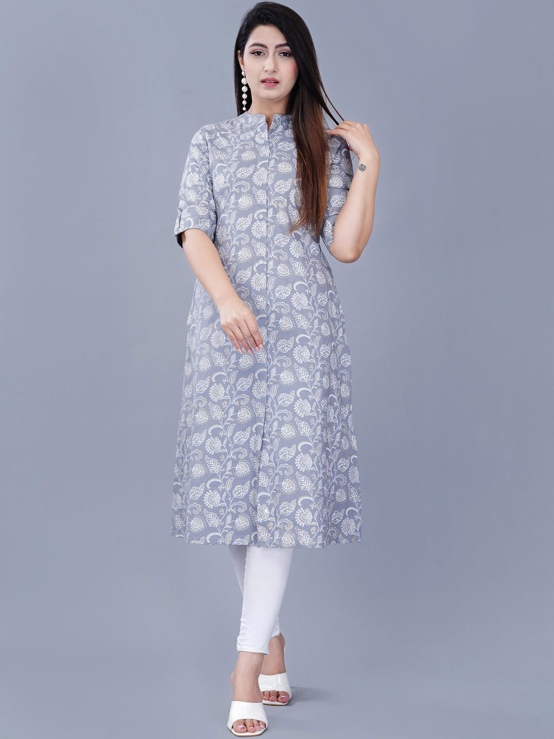 Buy Mintmarie Women Printed A Line Front Slit Kurta - Kurtas for Women ...