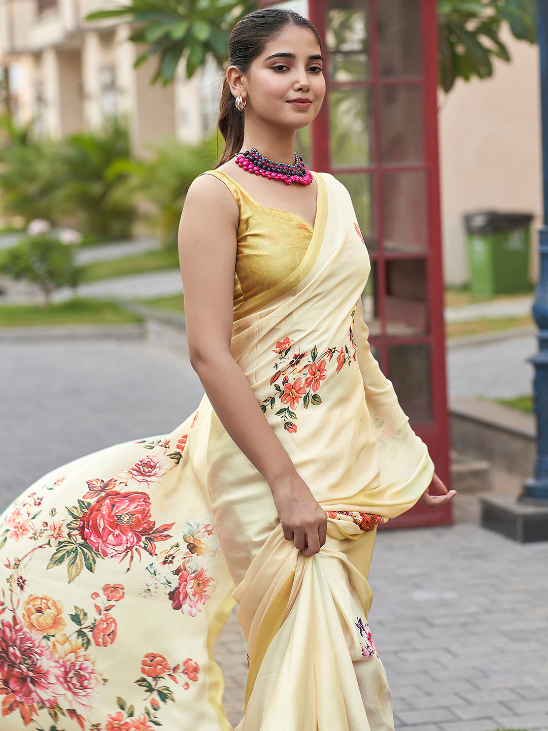 Buy Satrani Floral Satin Saree - Sarees for Women 29878954 | Myntra