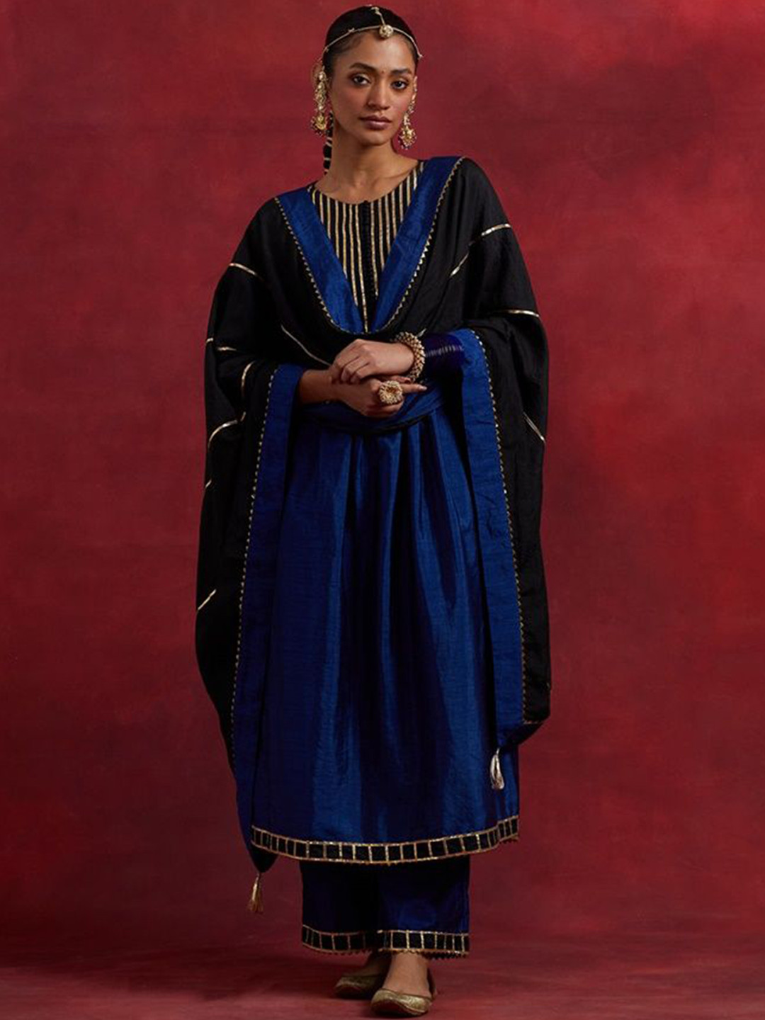 Buy THE INDIAN CAUSE Women Yoke Design Regular Gotta Patti Raw Silk ...