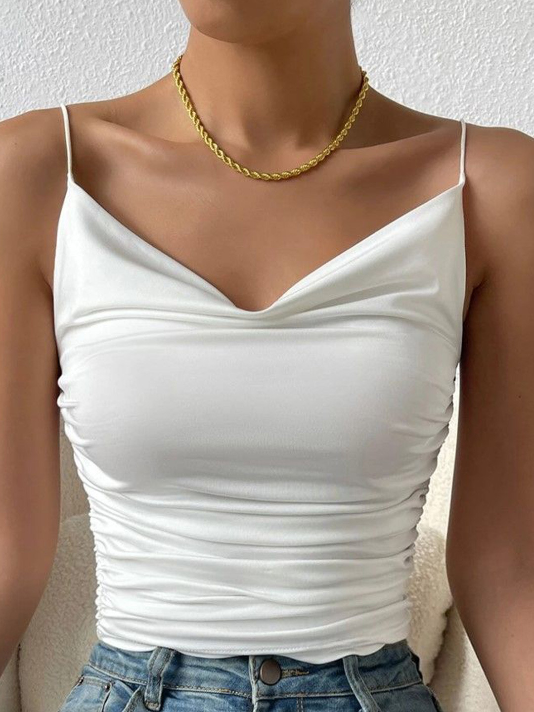 Buy StyleCast Shoulder Straps Cowl Neck Satin Top - Tops for Women ...