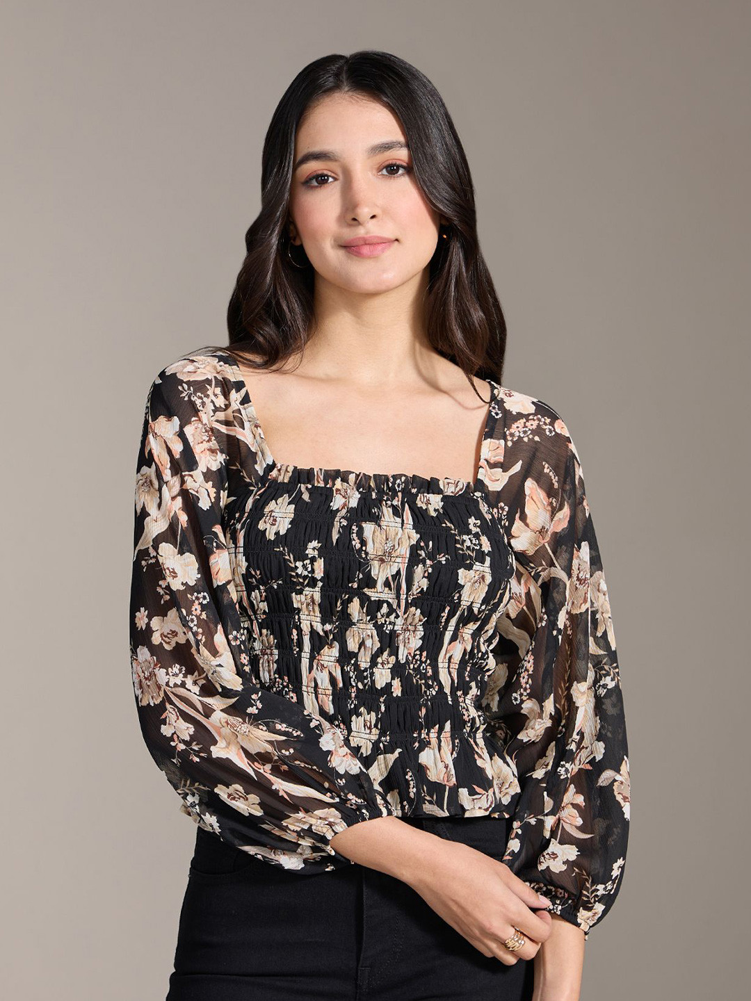 Buy 20Dresses XXD Floral Impressions Floral Printed Chiffon Styled Back ...