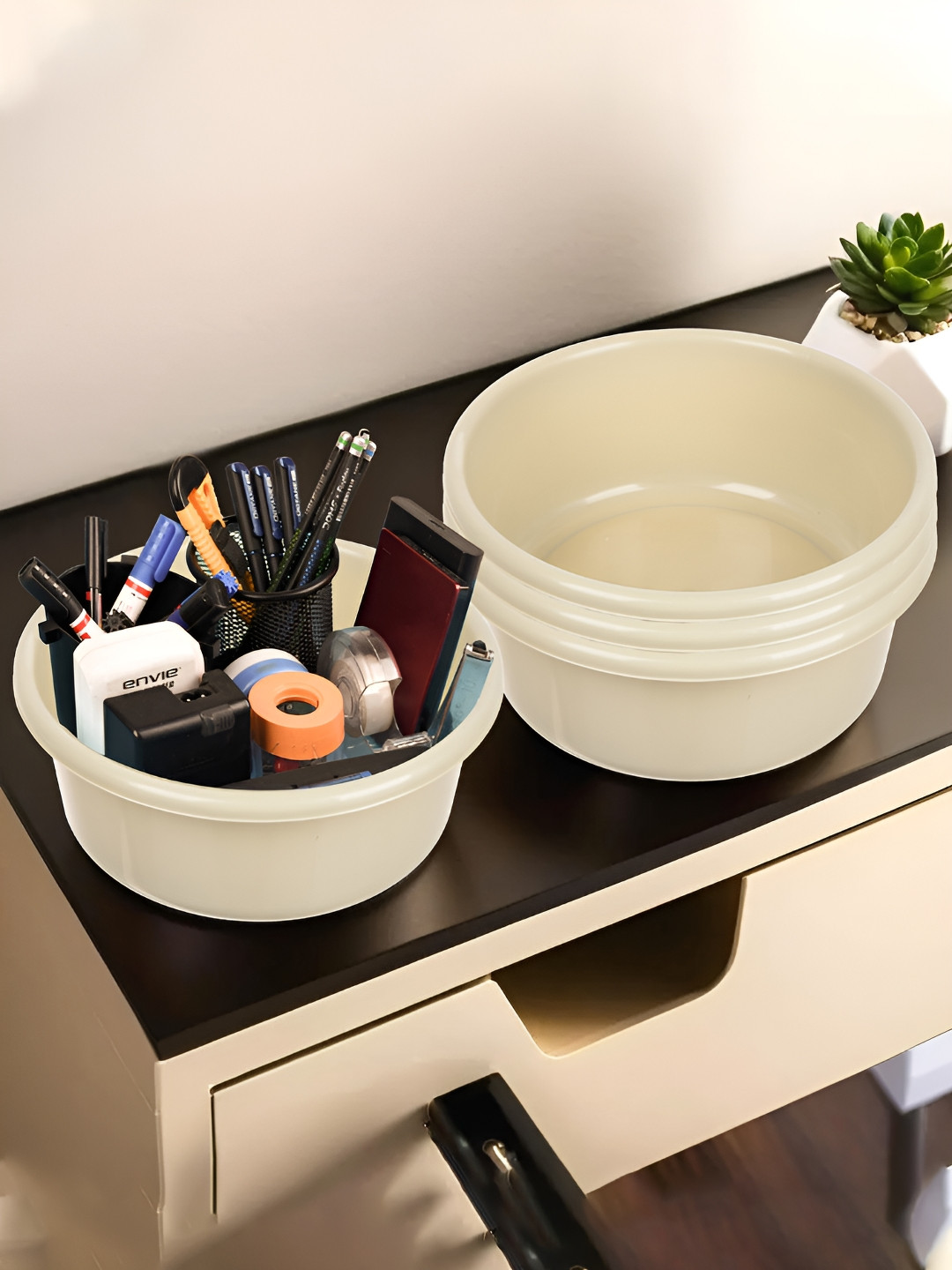 Buy Kuber Industries Cream Coloured Set Of 4 Regular Desk Organiser ...