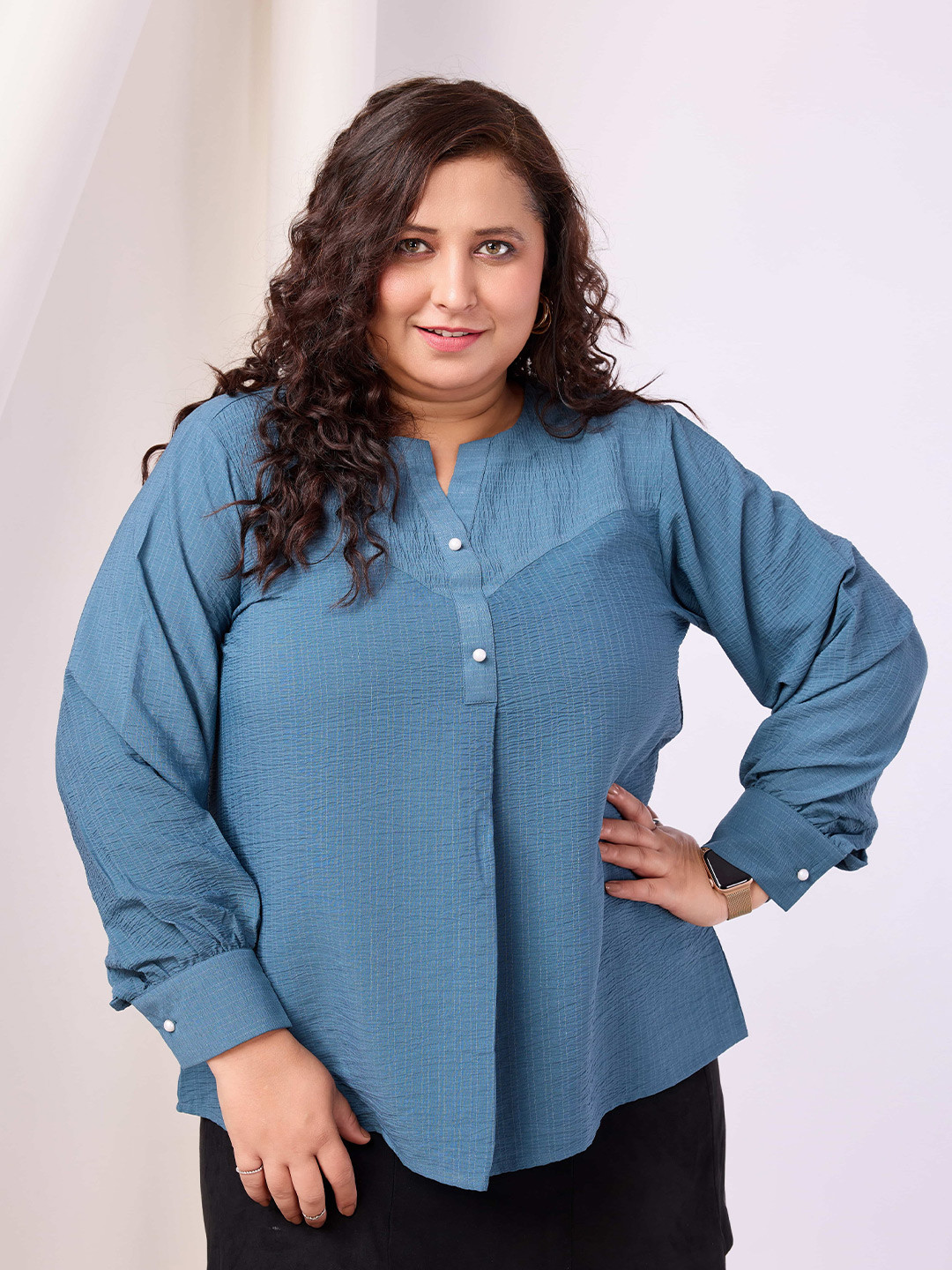 Buy BAESD Self Design Round Notched Neck Top - Tops for Women 29884544 ...