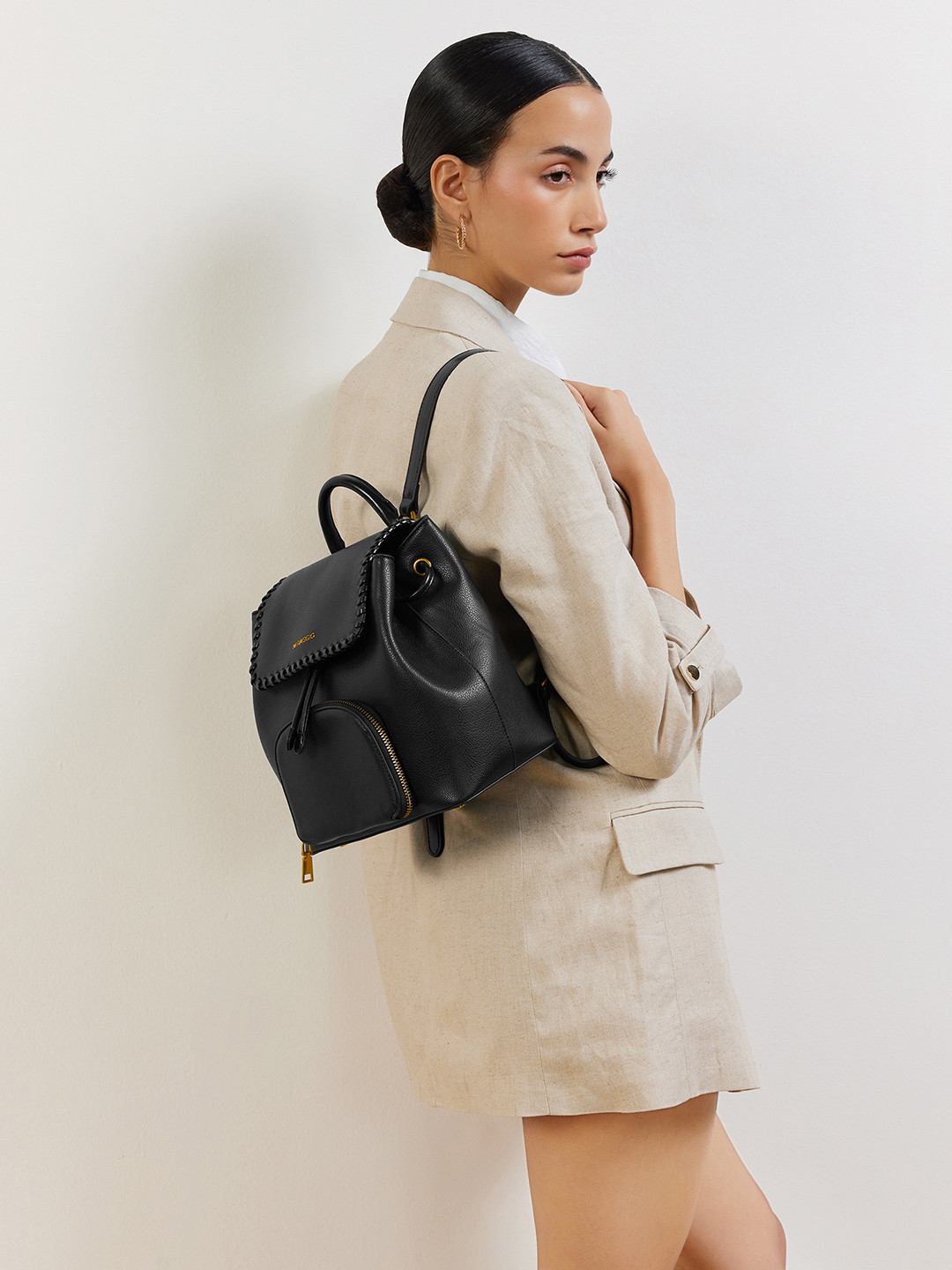 Buy MIRAGGIO Clair Black Backpack With Adjustable Strap - Backpacks for ...