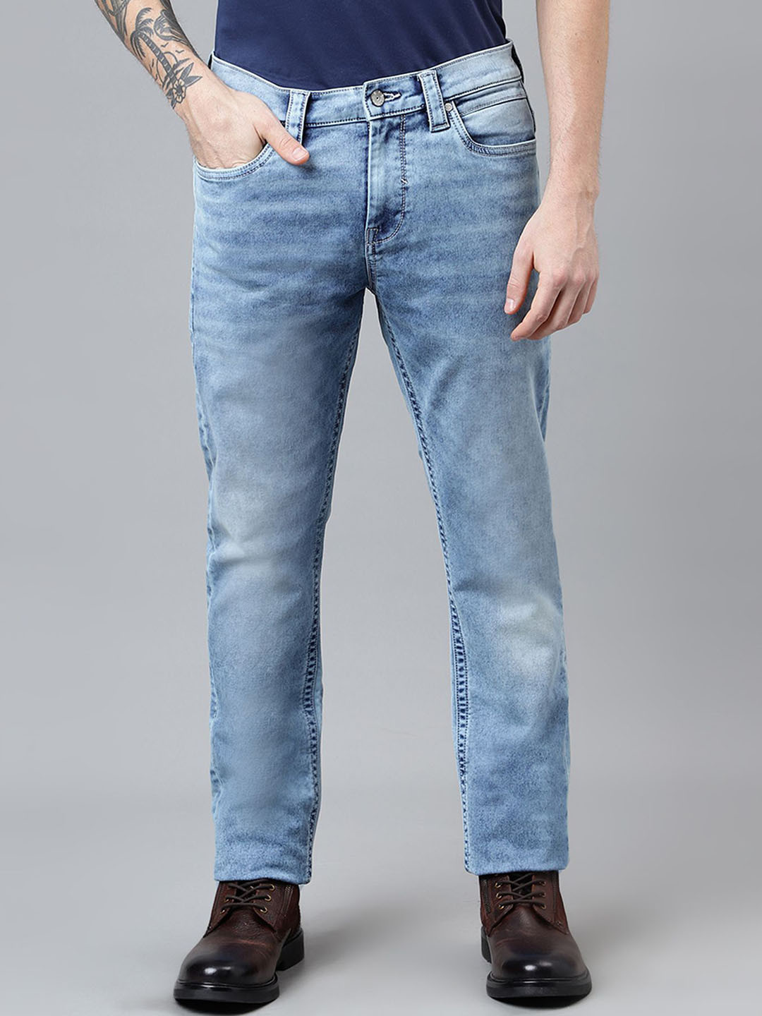 Buy Woodland Men Slim Fit Low Distress Heavy Fade Jeans - Jeans for Men ...