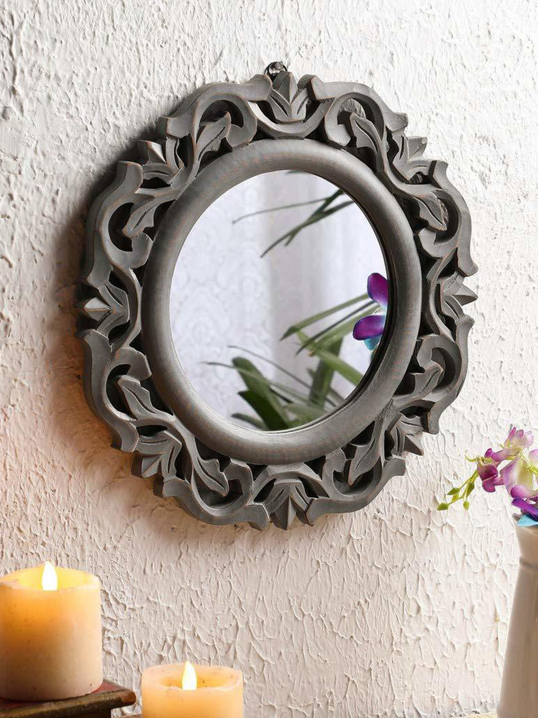 Buy VAS Collection Home Grey Wooden Wall Mirror Frame - Mirrors for ...