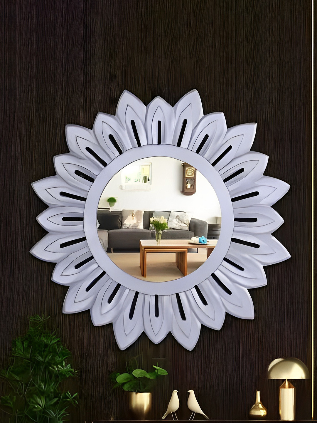 Buy VAS Collection Home Purple Wooden Wall Mirror Frame - Mirrors for ...