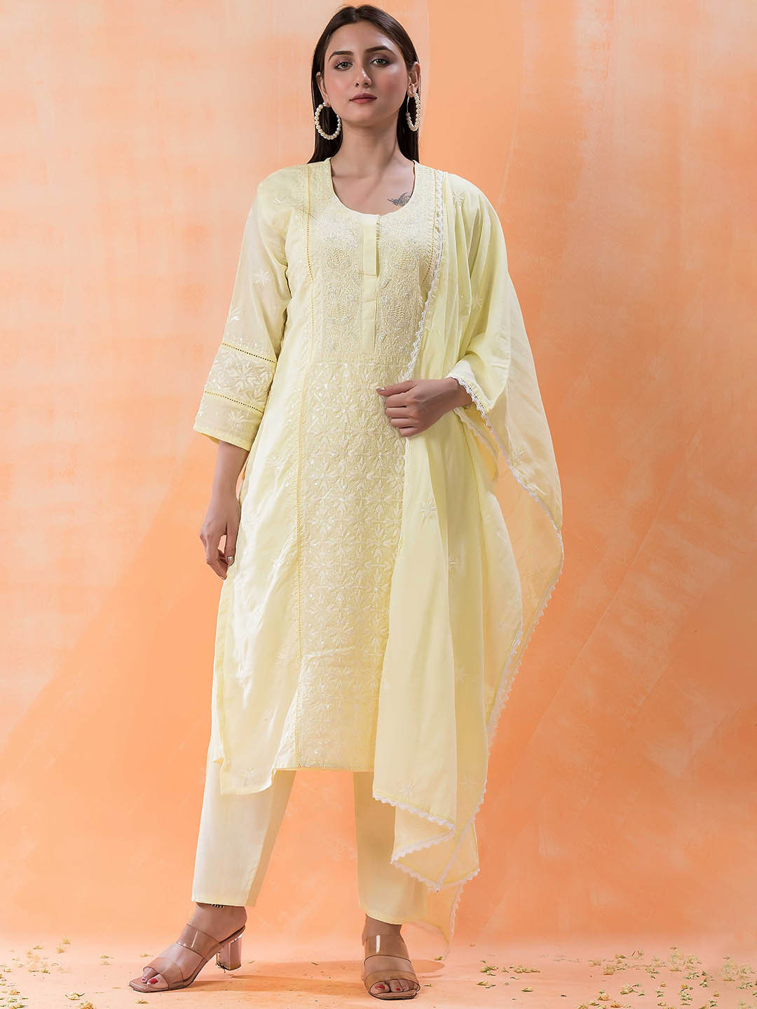 Buy SACRED SUTA Women Floral Embroidered Regular Sequinned Pure Cotton ...