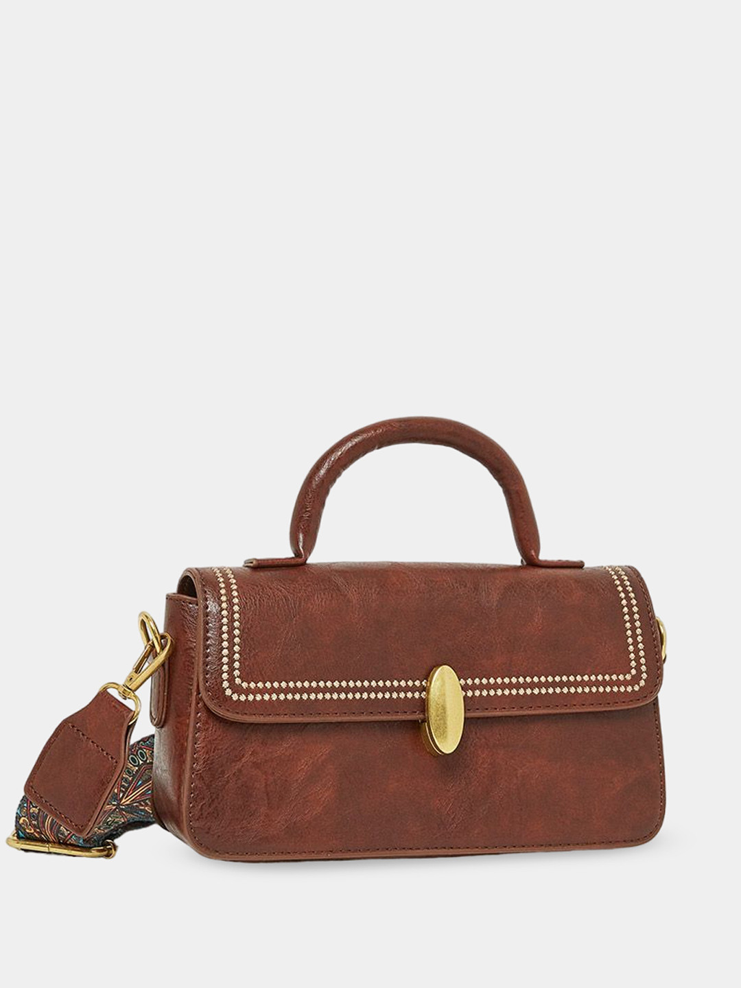 Buy Styli Brown Textured Structured Handheld Bag - Handbags for Women ...