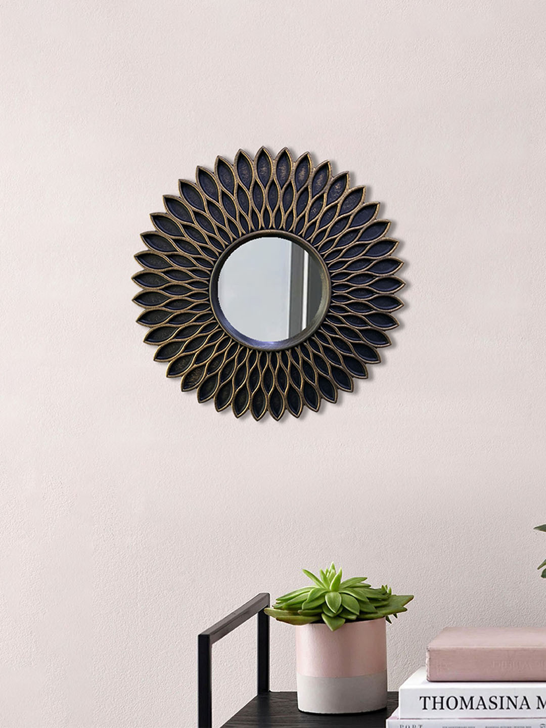 Buy Art Street Black Sunflower Designed Round Shape Decorative Wall ...