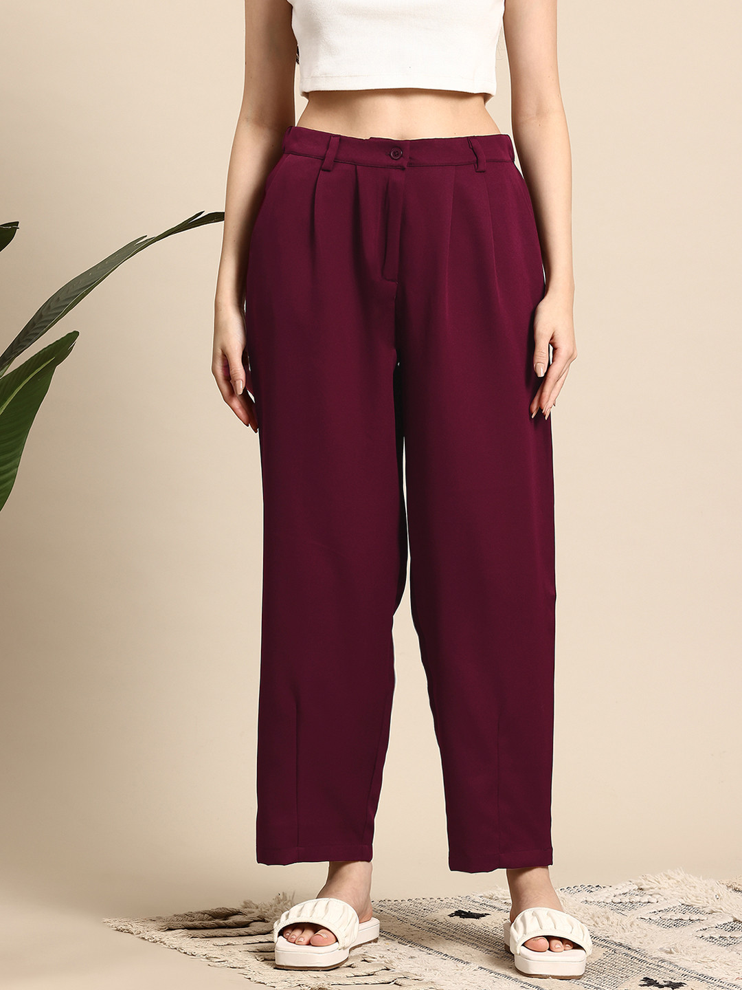 Buy Mast & Harbour Women Pleated Trousers - Trousers for Women 29893285 ...