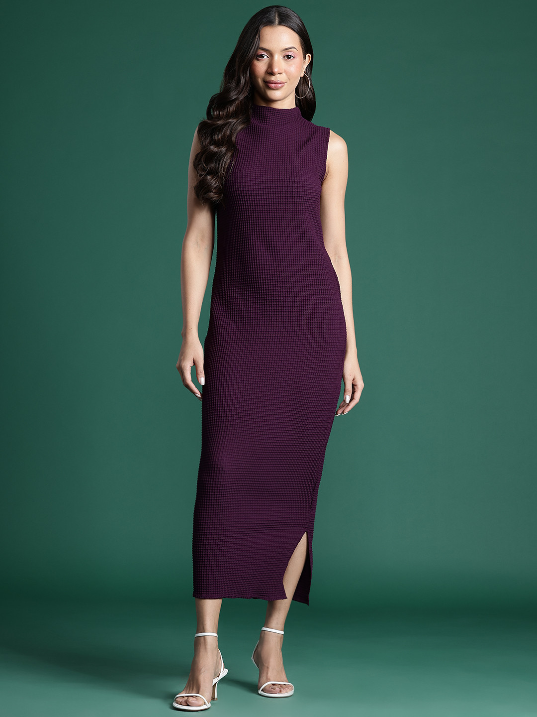 Buy DressBerry Bizwear Waffle Textured A Line Midi Dress - Dresses for ...