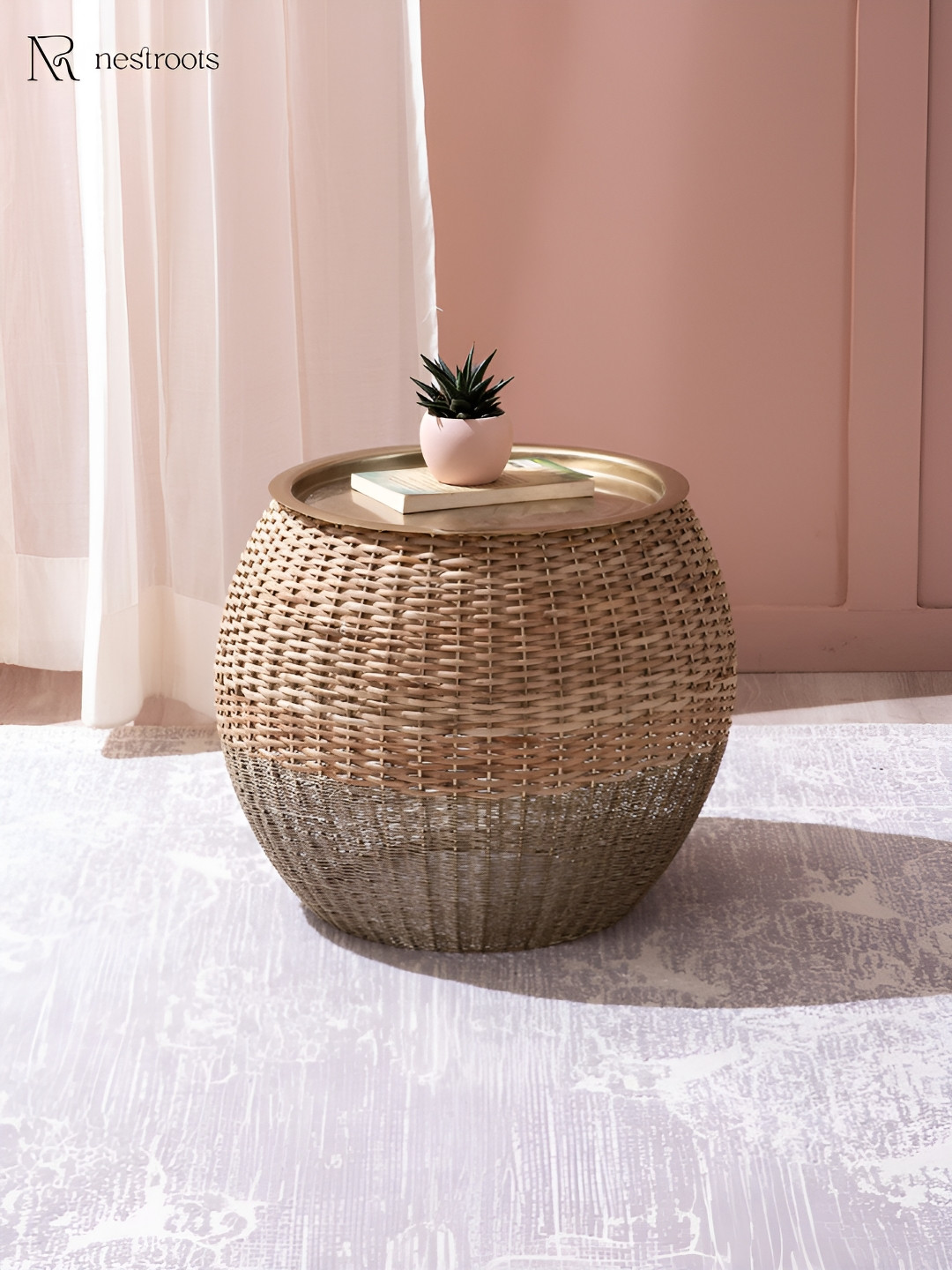 Buy Nestroots Opulnet Metal Textured Side Table - Bedside Table for ...