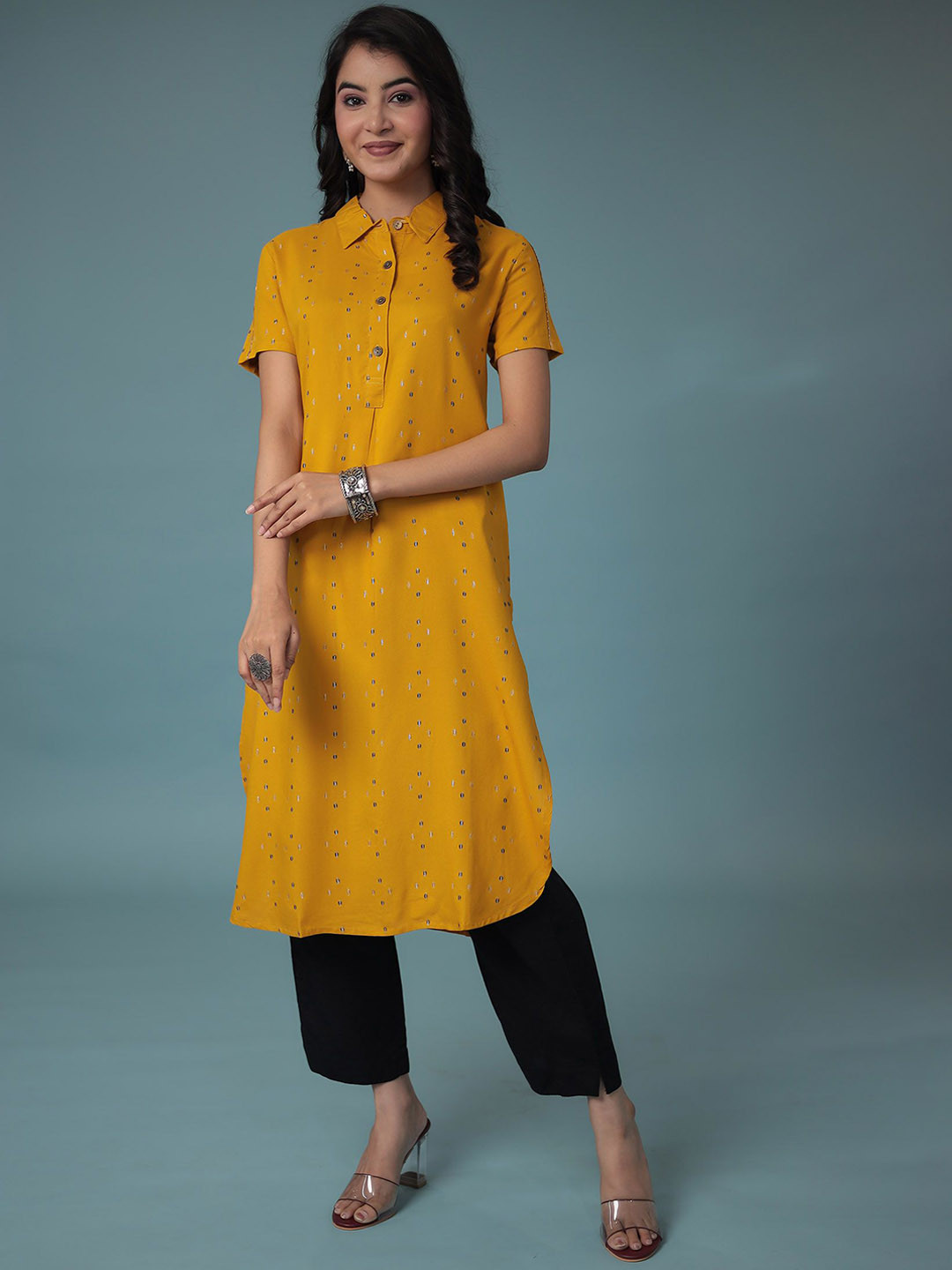 Buy ZARI Women Ethnic Motifs Printed Pathani Kurta - Kurtas for Women ...