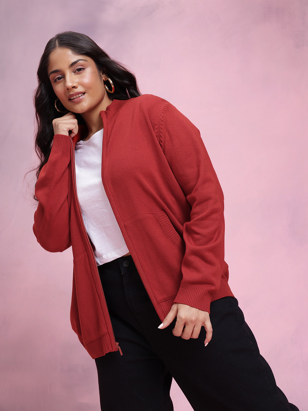 Buy DressBerry Curve Plus Size Pure Acrylic Cardigan - Sweaters for ...