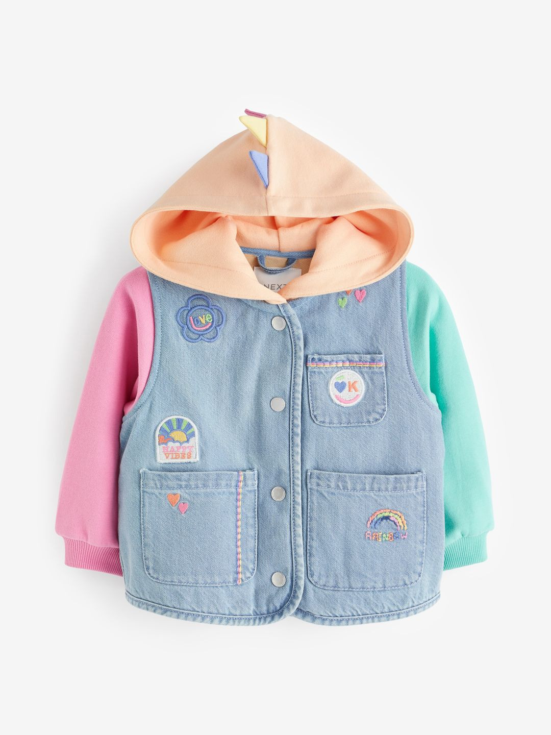 Buy NEXT Infant Girls Embroidered Hooded Denim Jacket - Jackets for ...