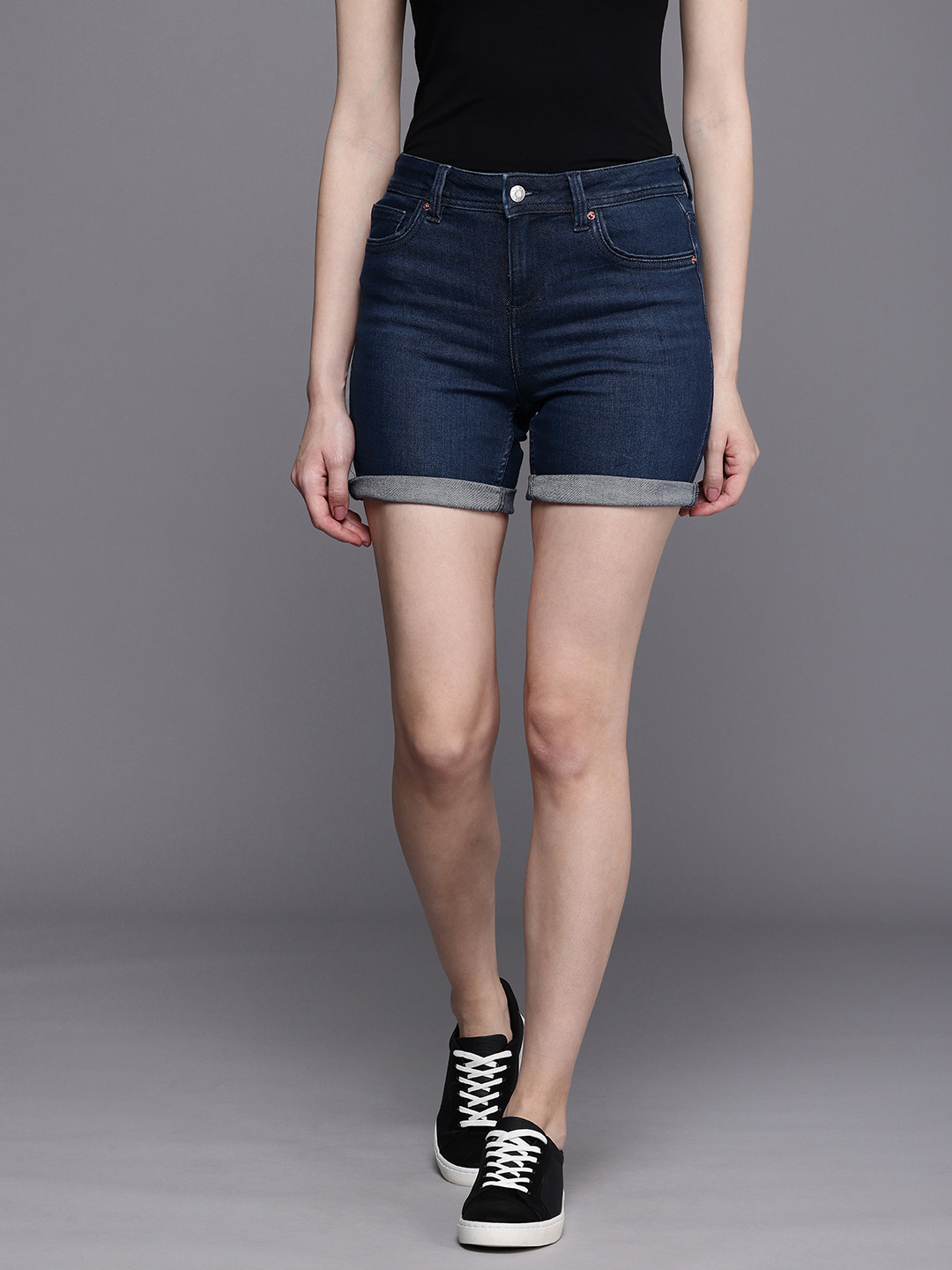 Buy NEXT Women Mid Rise Denim Shorts - Shorts for Women 29905673 | Myntra
